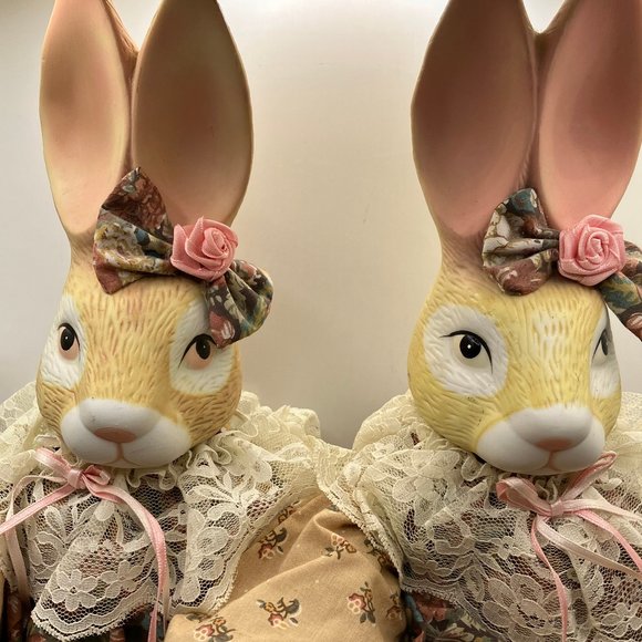 Source Unknown | Other | Vintage Rabbits Set Of 2 Porcelain Heads Fully ...